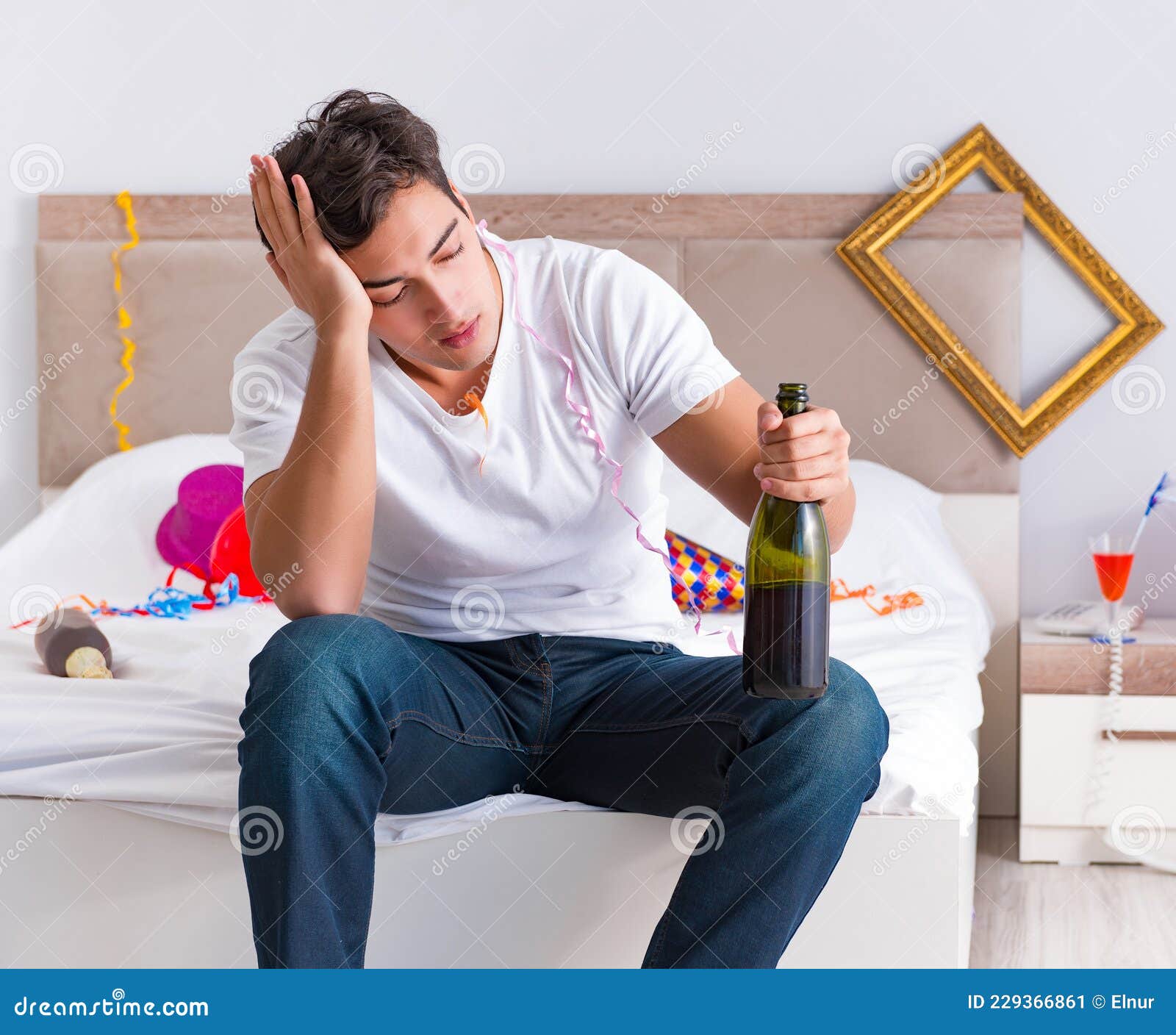 Man after Heavy Christmas Partying at Home Stock Image - Image of ...