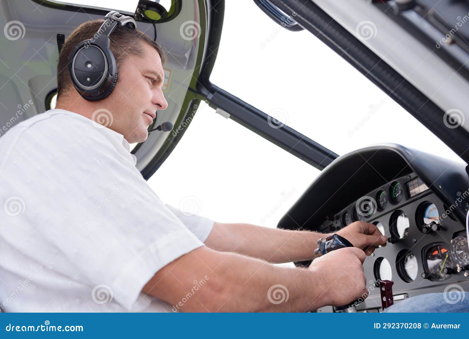 Man in helicopter stock photo. Image of skyline, destinations - 292370208