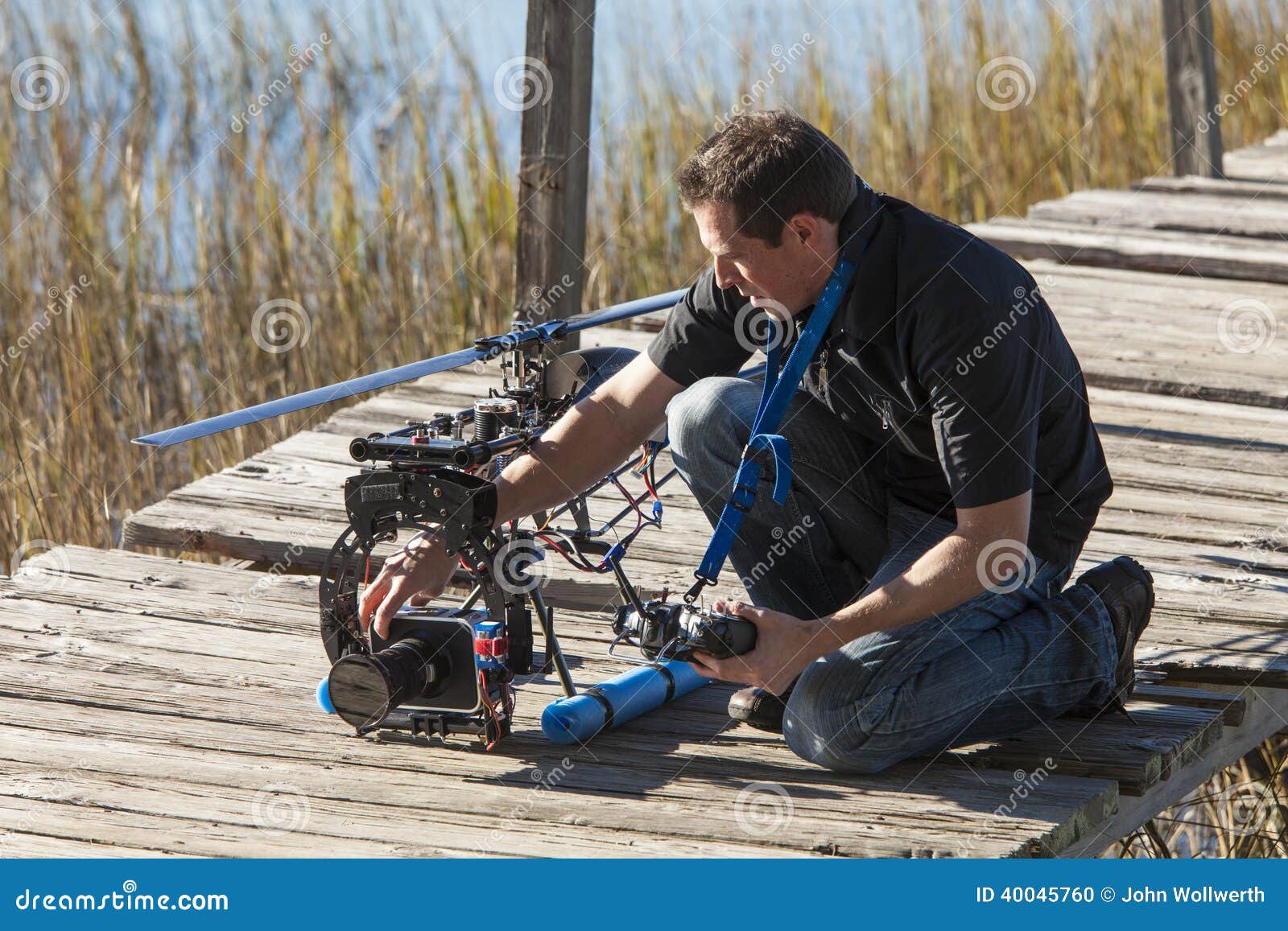 Man with helicopter drone stock photo. Image of outdoor - 40045760