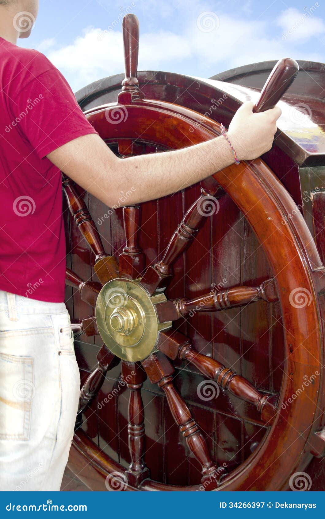 Man at the helm of ship stock image. Image of skills - 34266397