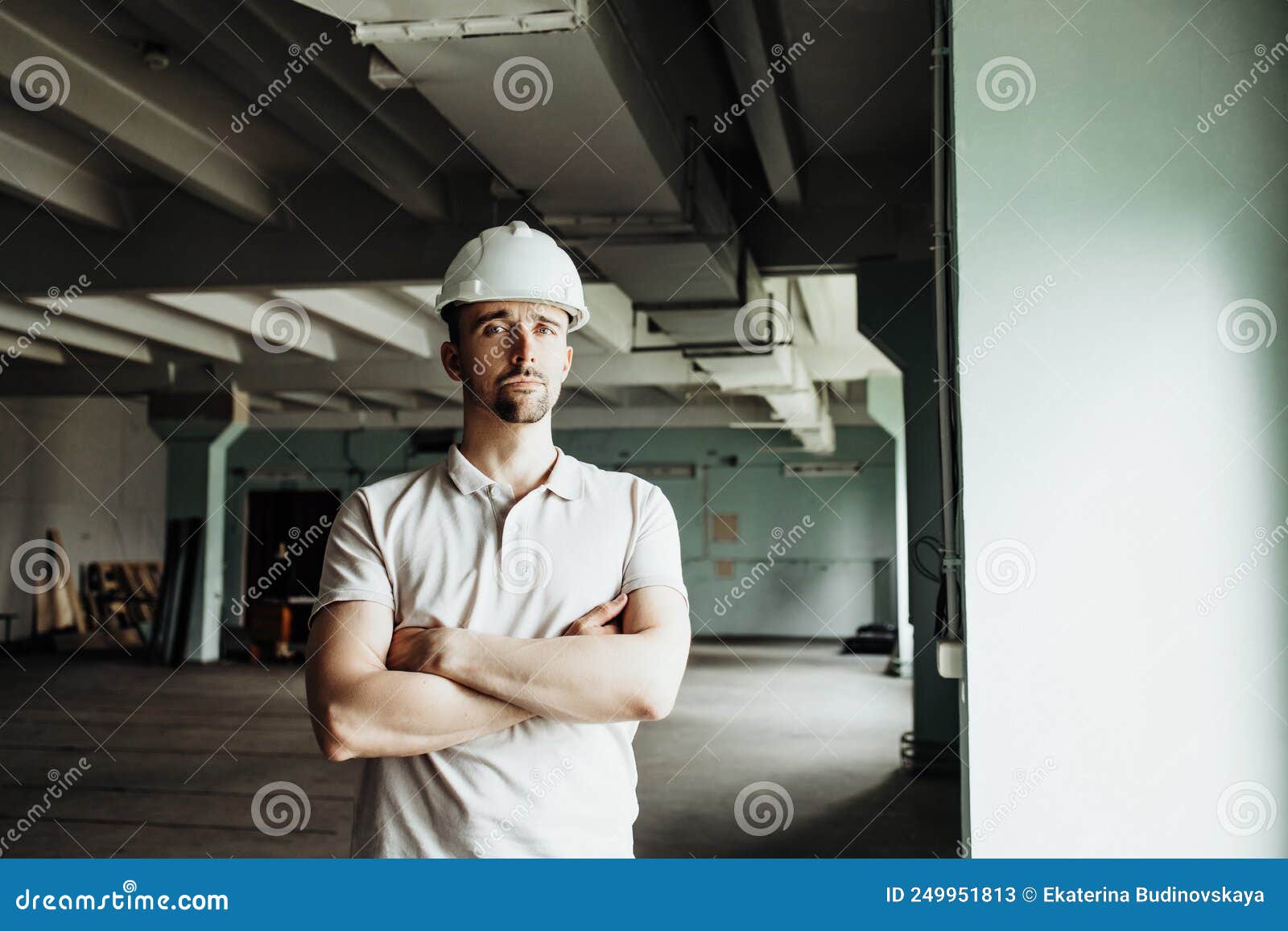 Man in helmet repair stock image. Image of construction - 249951813