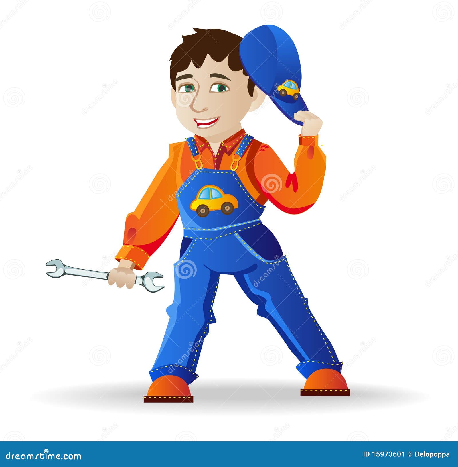 Man in a helmet and tools stock vector. Illustration of engineer - 15973601