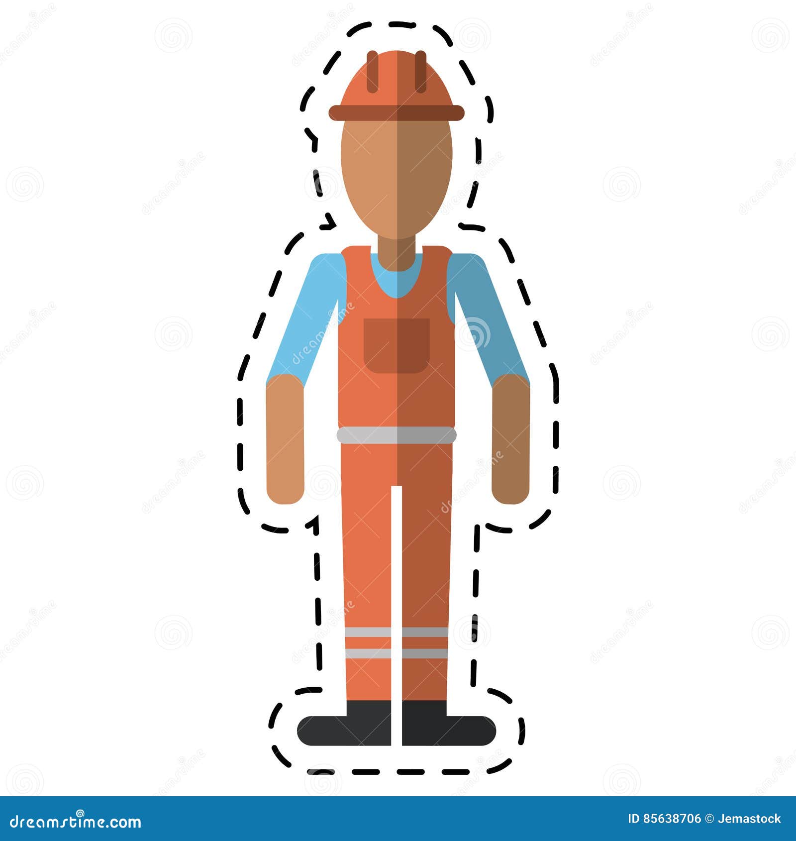 Man with Helmet Uniform Work Professional Contractor-dot Line Stock ...