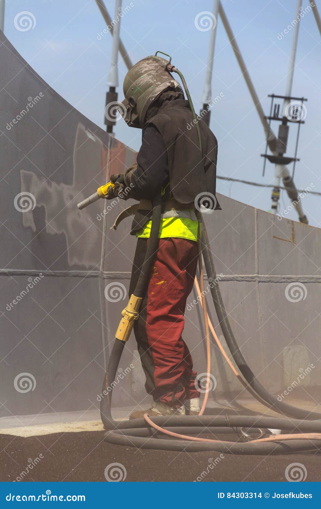 Man with Helmet Working on a Bridge Construction Editorial Stock Image ...