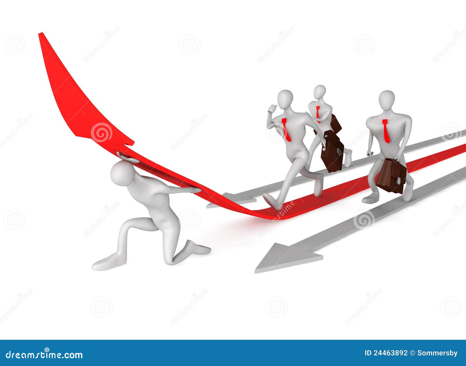 Man On Red Arrow And His Defeated Competitors Stock Image ...