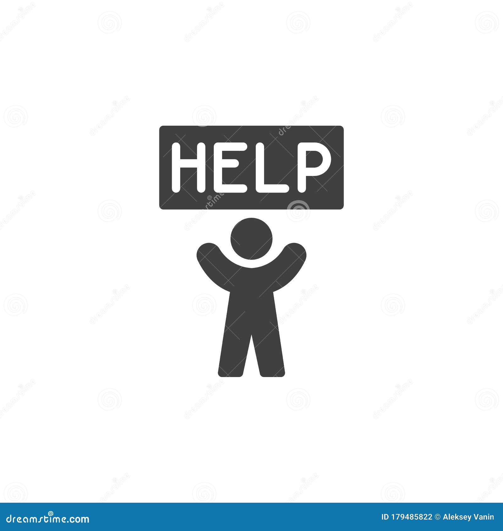 Man and Help Sign Vector Icon Stock Vector - Illustration of charity ...