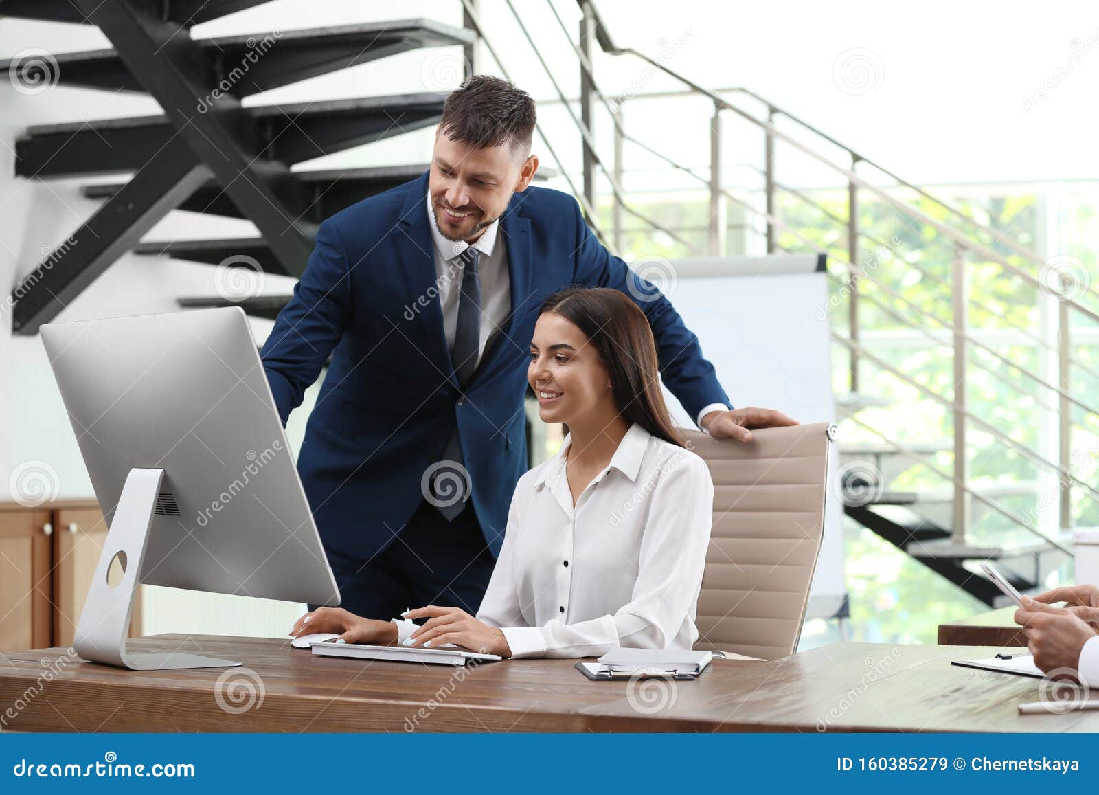 Man Helping His Colleague with Work Stock Image - Image of manager ...