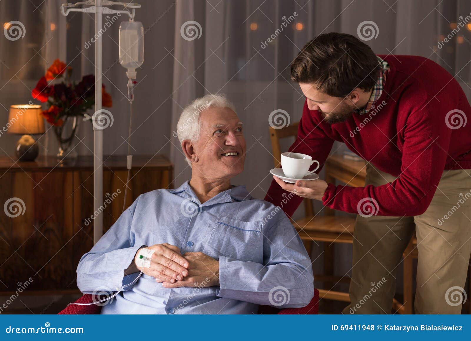 Man Helping Hiss Ill Father Stock Photo - Image of dread, last: 69411948