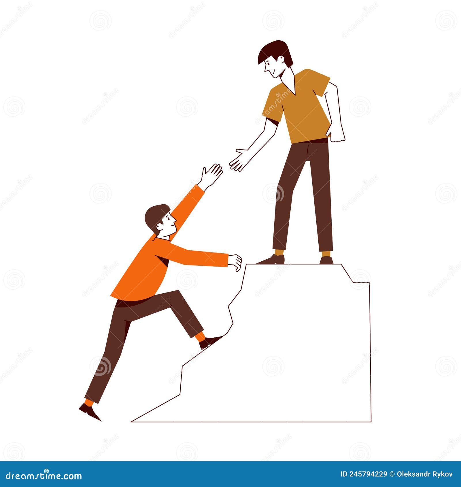 One Man Helps Another To Climb The Mountain To Get Success Royalty-Free ...