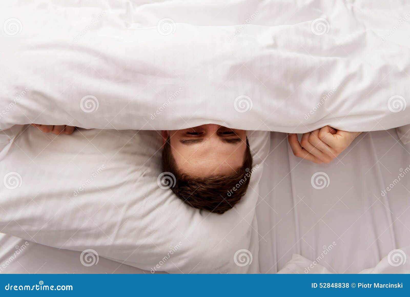 Man Hiding In Bed Under Sheets. Royalty-Free Stock Image ...