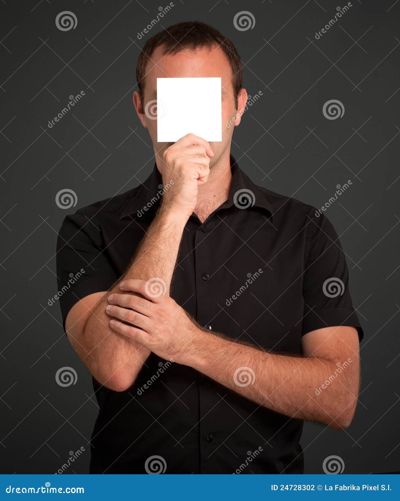 Man Hiding Behind a Blank Note Stock Photo - Image of person, copy ...