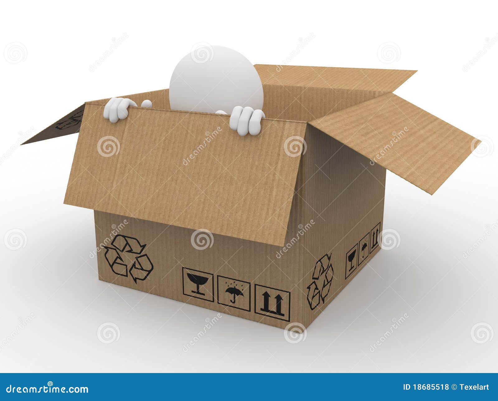 Man Hiding in a Cardboard Box, Scared Stock Illustration - Illustration ...