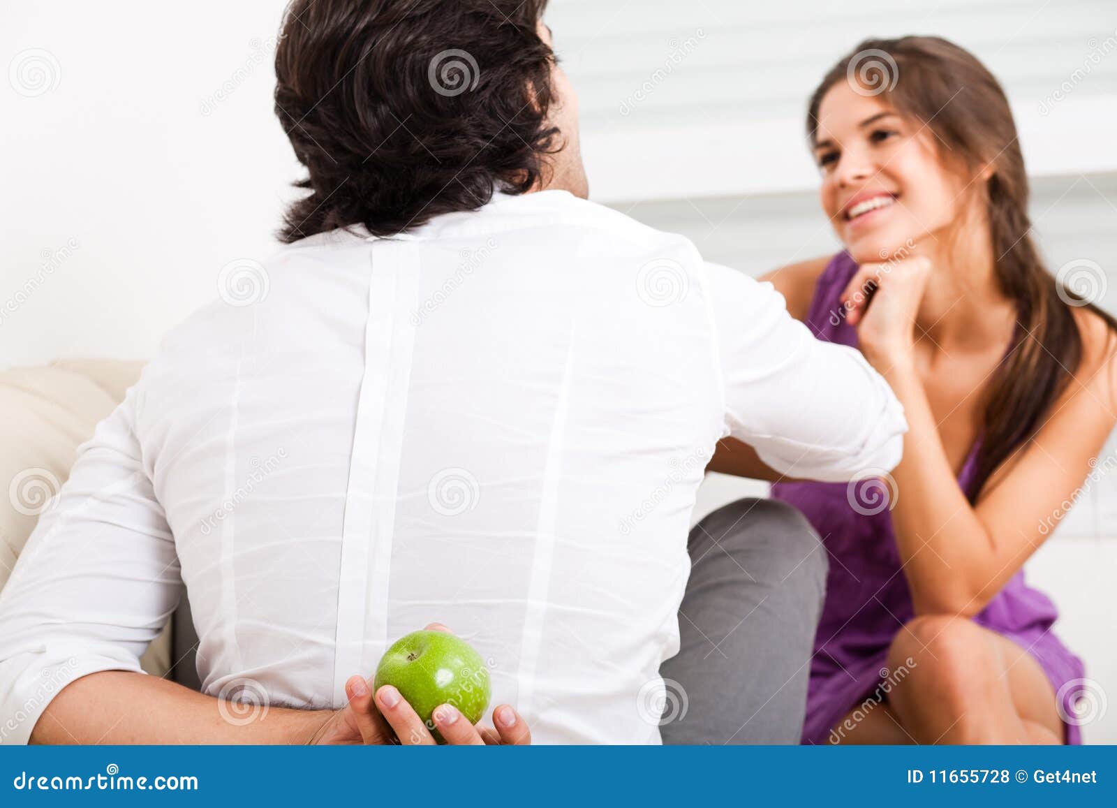 Man Hiding Fruit from His Girlfriend Stock Photo - Image of attractive ...
