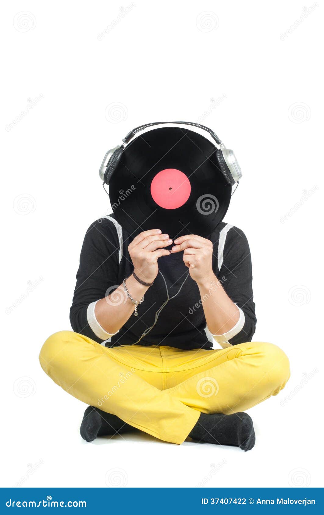 Man Hiding His Face with Vinyl Record Stock Photo - Image of portrait ...