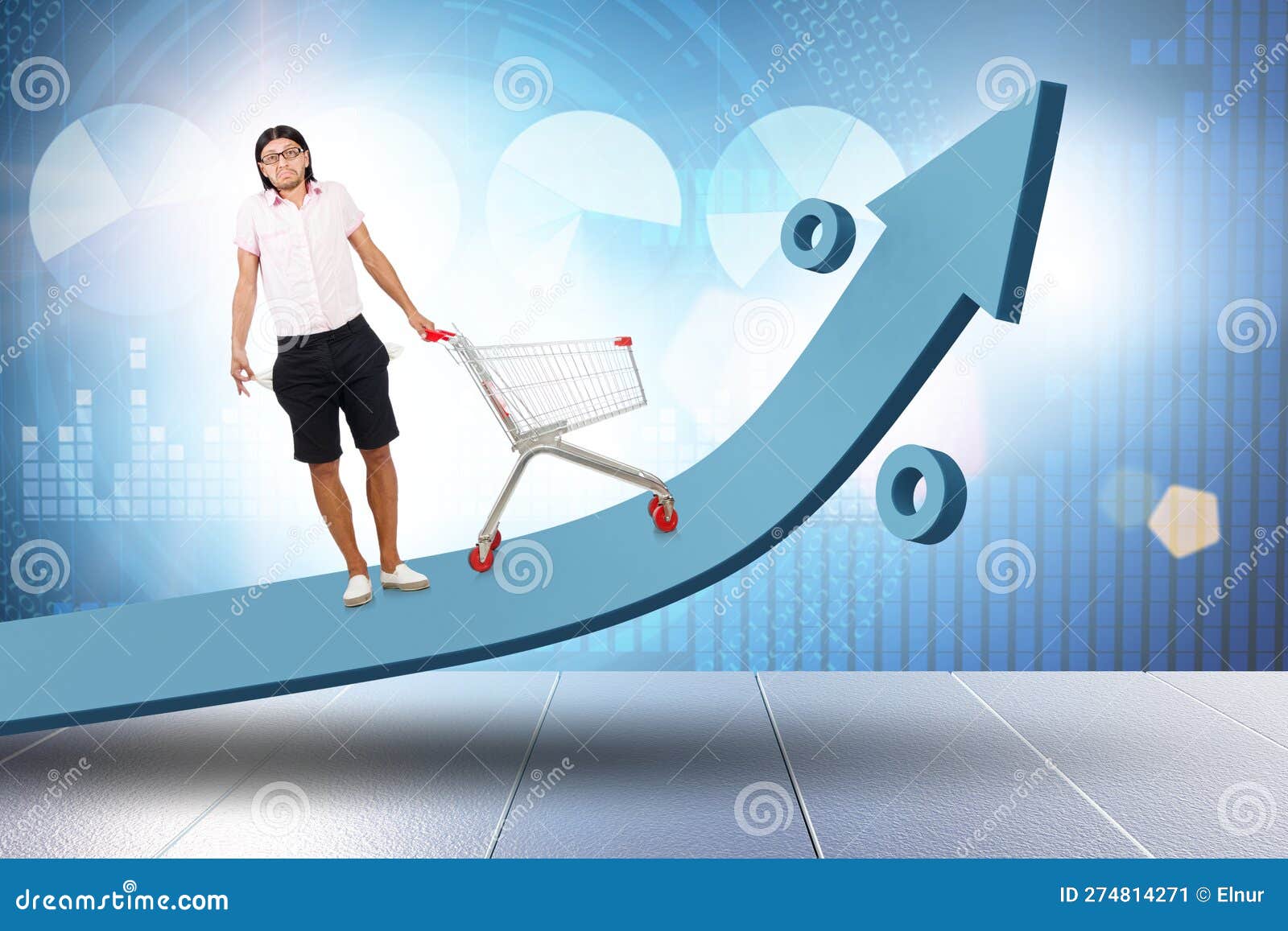 Man in High Grocery Inflation Concept Stock Image - Image of business ...