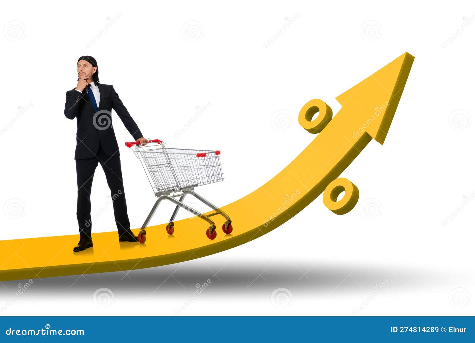 Man in High Grocery Inflation Concept Stock Image - Image of money ...