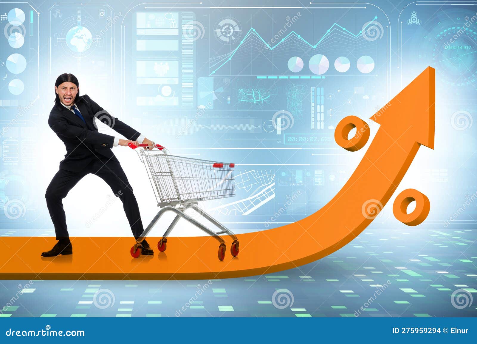 Man in High Grocery Inflation Concept Stock Photo - Image of savings ...