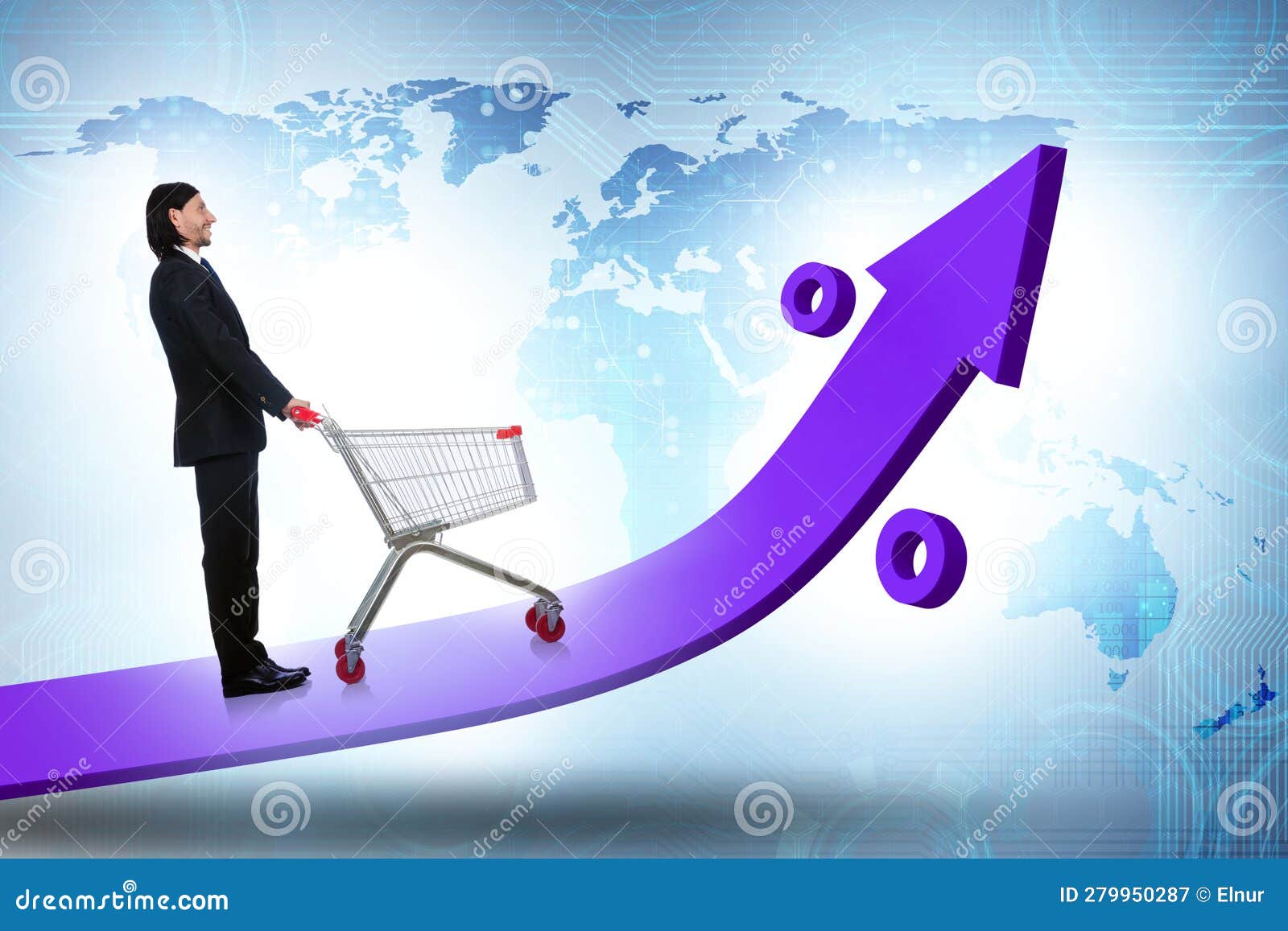 Man in High Grocery Inflation Concept Stock Image - Image of percent ...