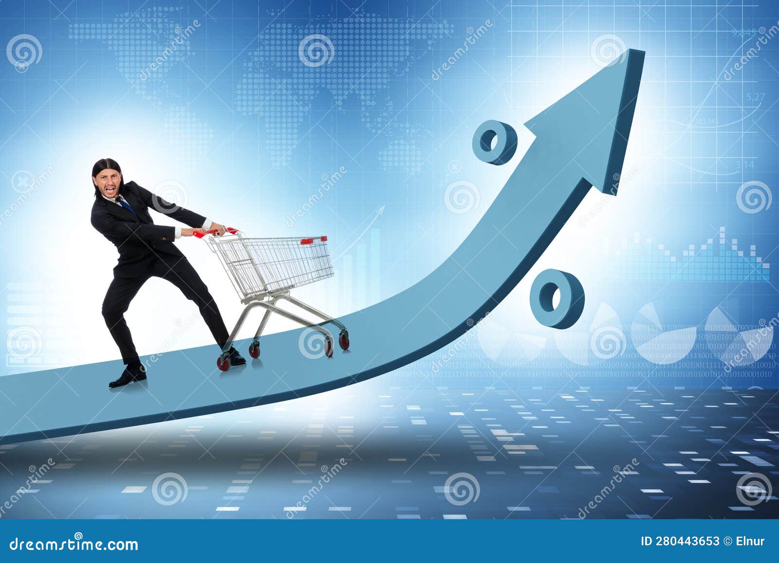 Man in High Grocery Inflation Concept Stock Image - Image of increase ...