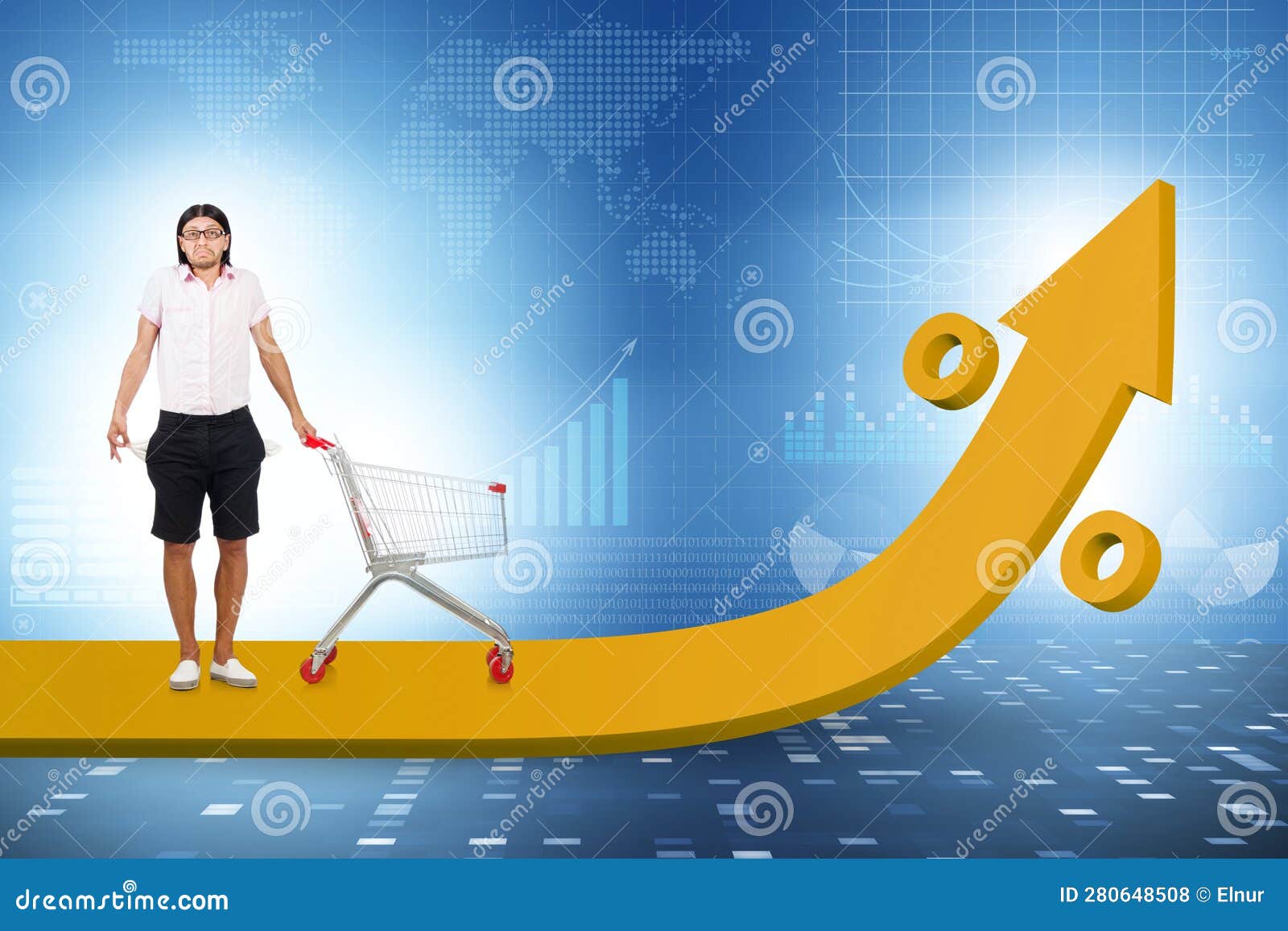 Man in High Grocery Inflation Concept Stock Photo - Image of rate ...