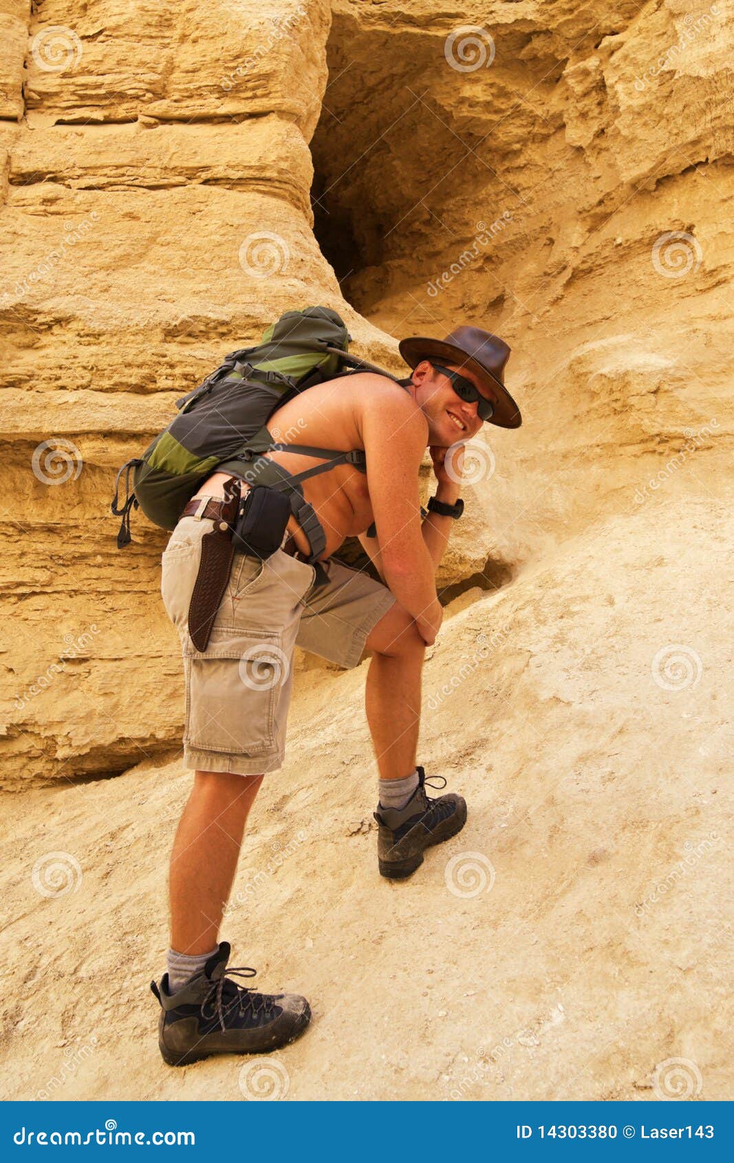Man hiking with backpack stock photo. Image of human - 14303380