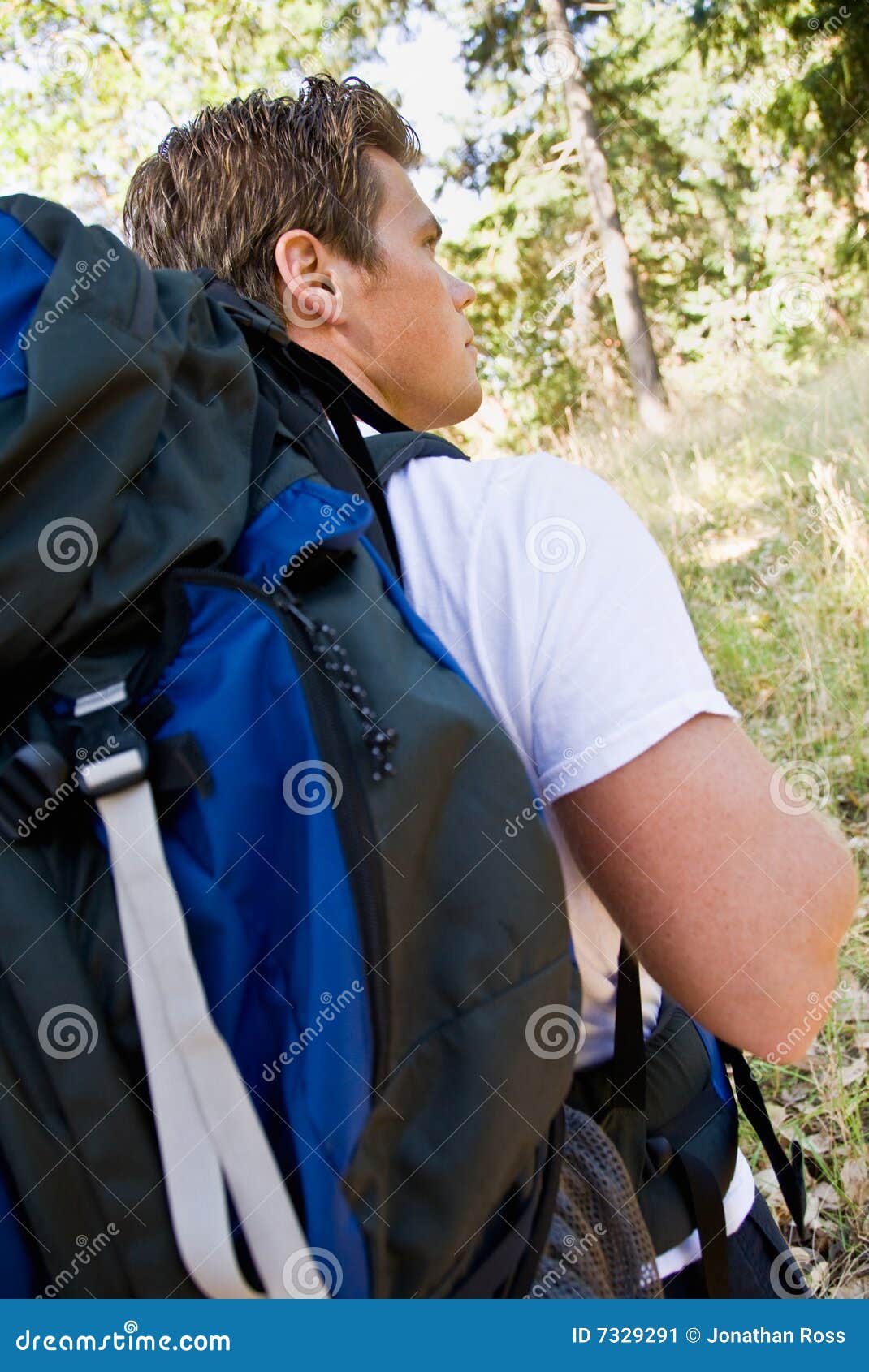 Man hiking with backpack stock image. Image of living - 7329291