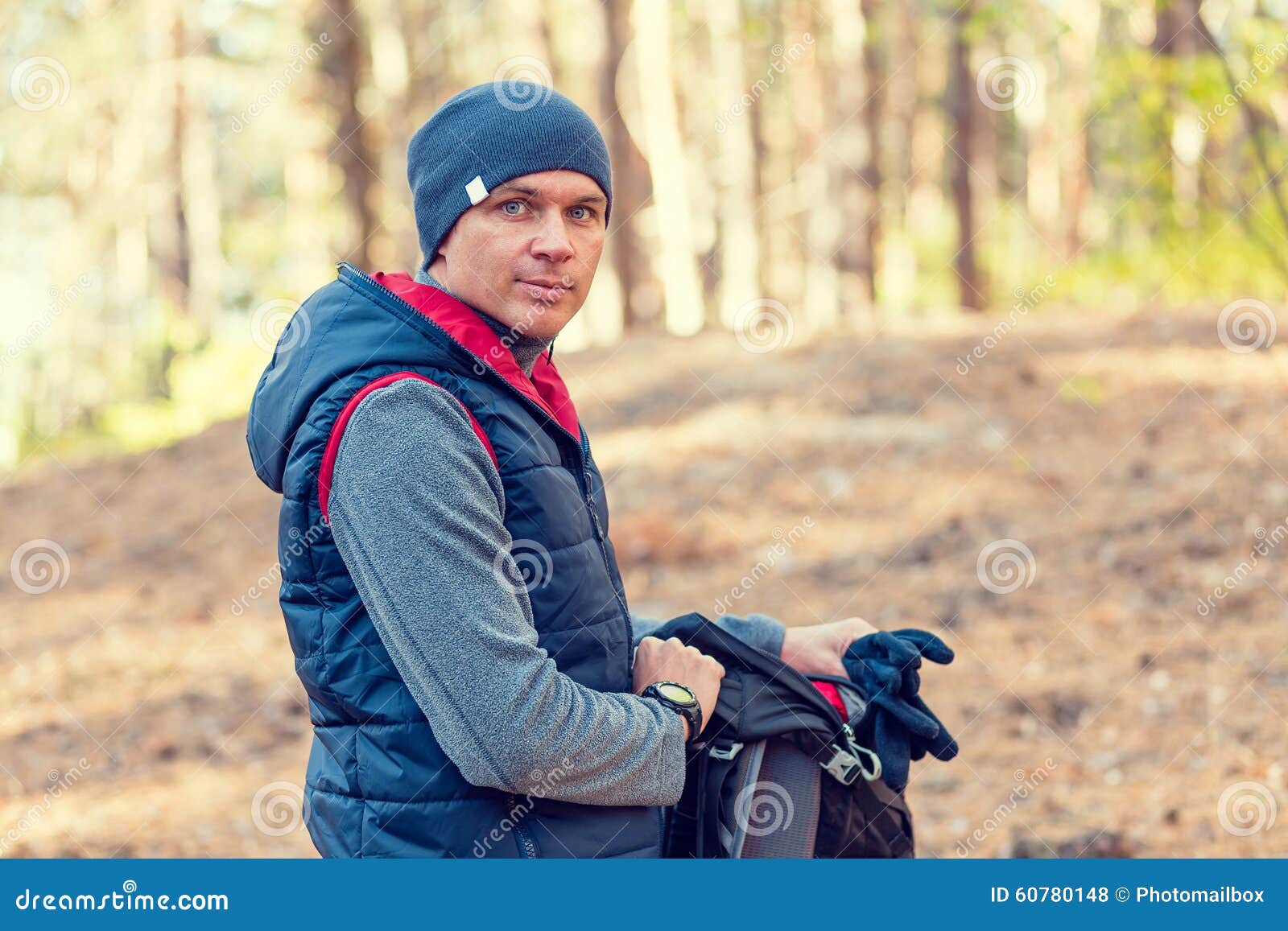 Man hiking stock photo. Image of positive, confident - 60780148