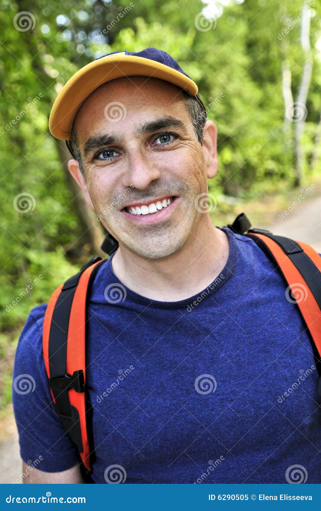 Man hiking on forest trail stock image. Image of backpacking - 6290505
