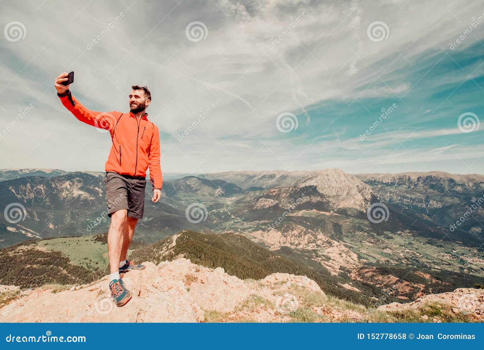 Man in Hiking Gear Taking a Selfie Outside Stock Photo - Image of fresh ...