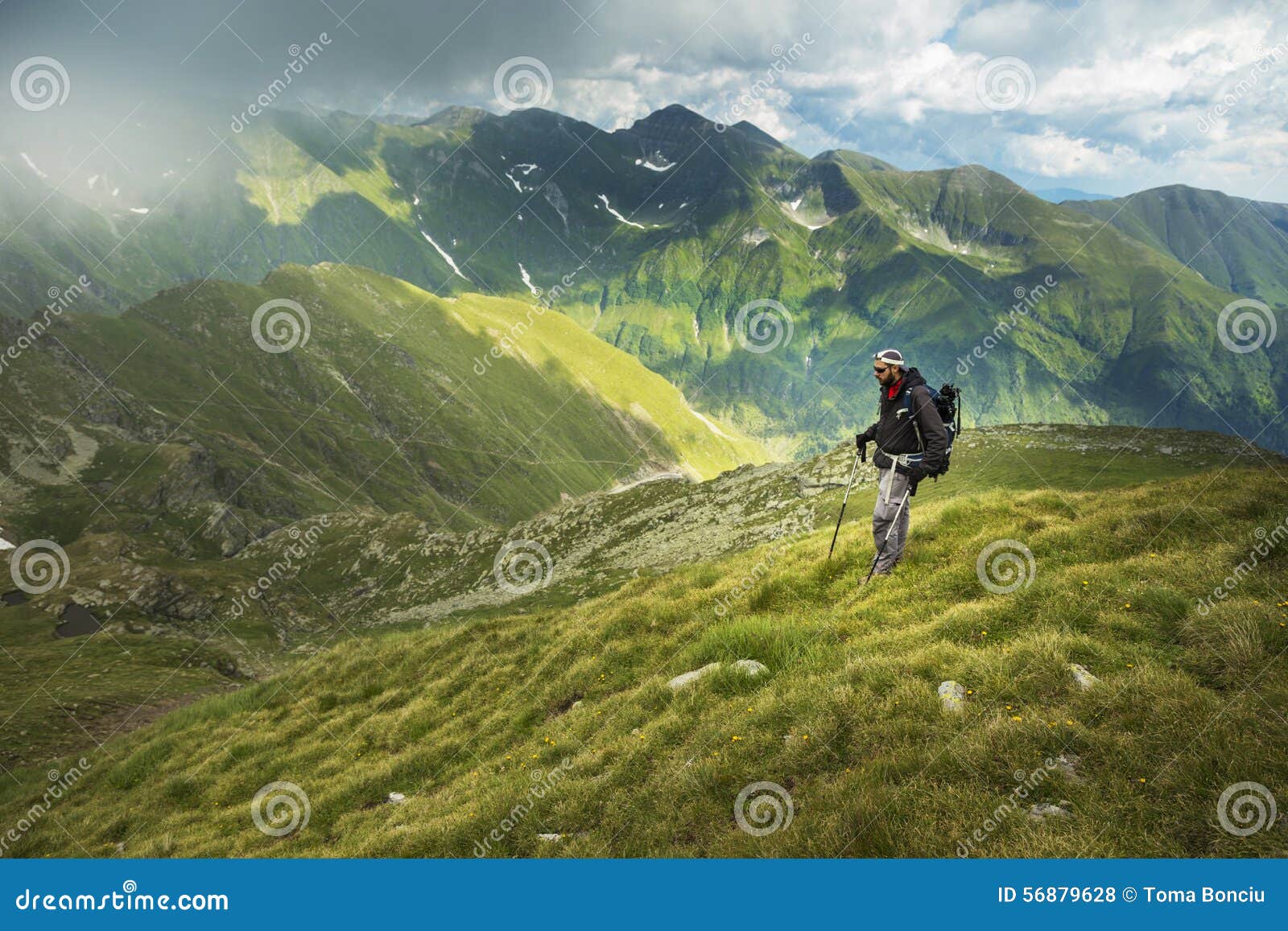 Man hiking on the mountain stock photo. Image of male - 56879628
