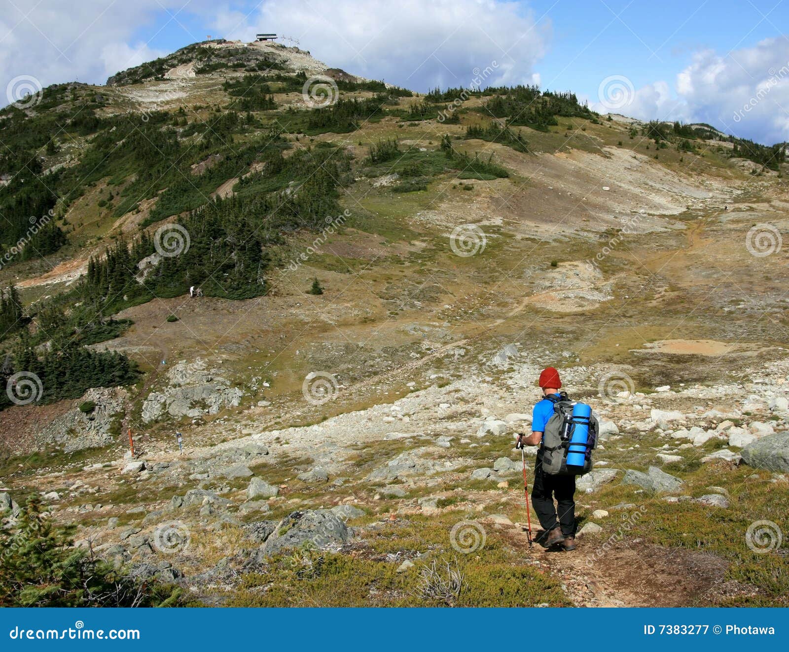 Man Hiking Towards Piccola Summit Stock Image - Image of recreation ...