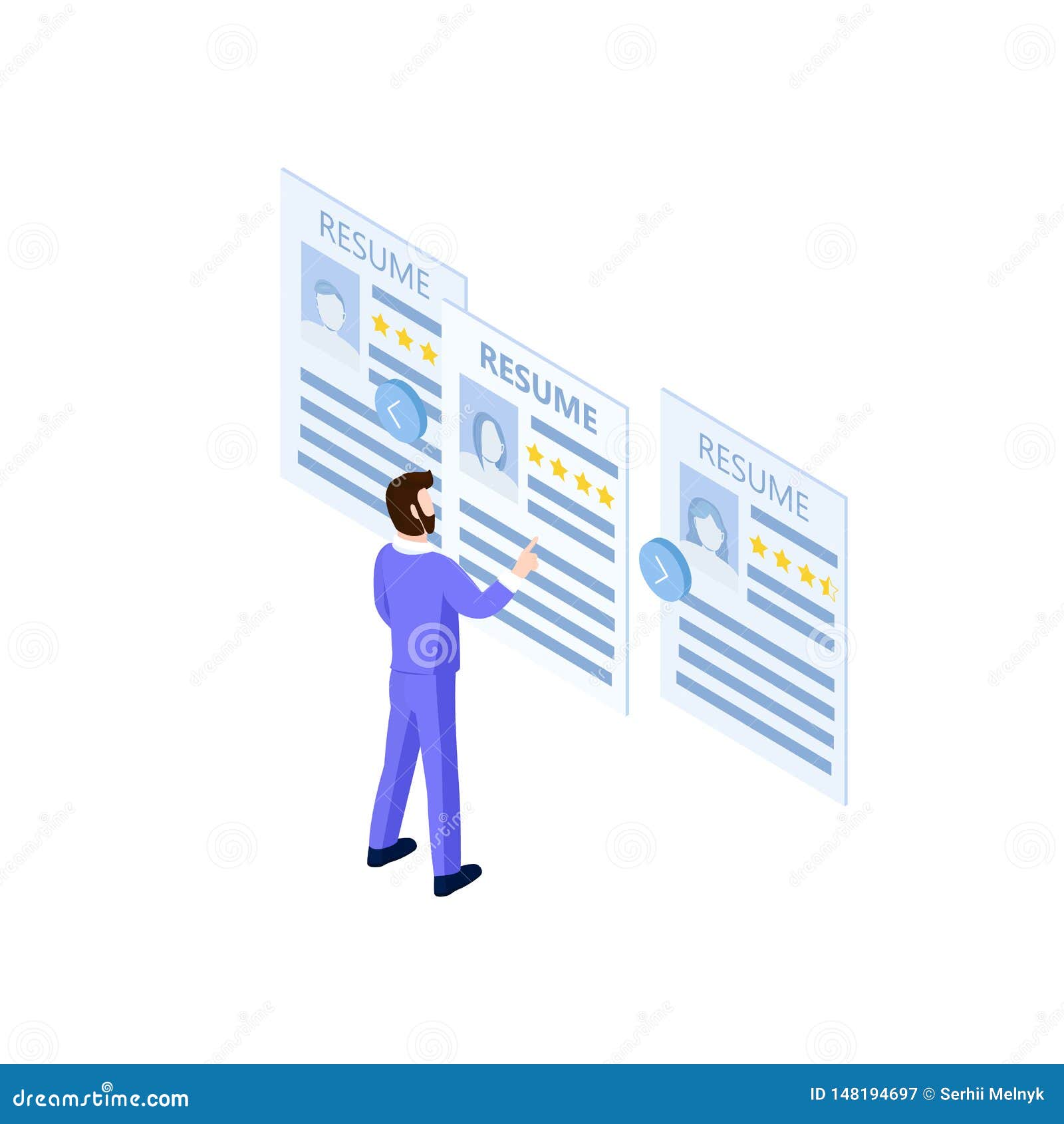 A man hiring a workers. stock vector. Illustration of resources - 148194697