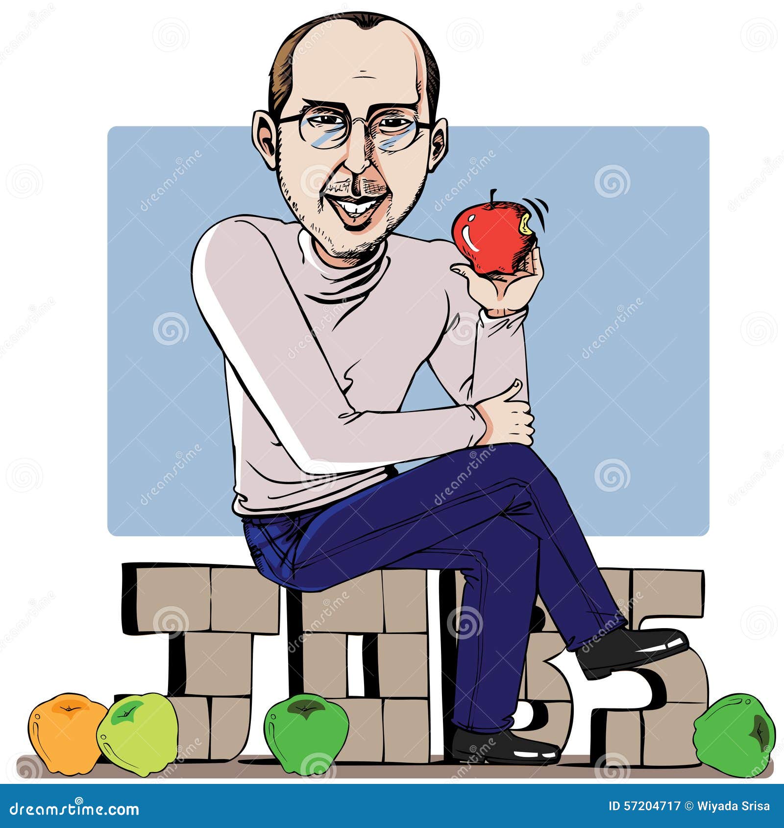 Man and his Apple stock illustration. Illustration of wisdom - 57204717