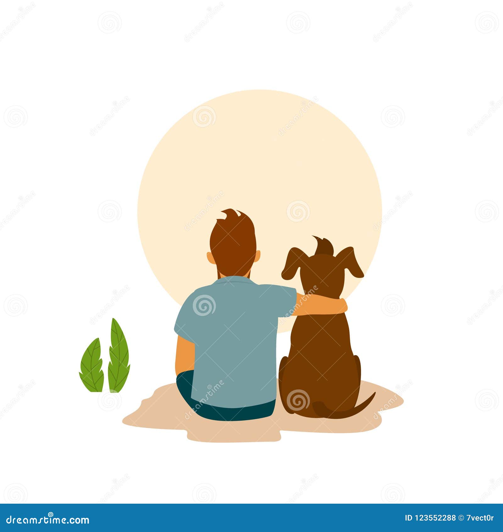 Man and His Best Friend Dog Cuddle Hug, Backside View Stock Vector ... Man and His Best Friend Dog Cuddle Hug, Backside View Stock Vector ...
