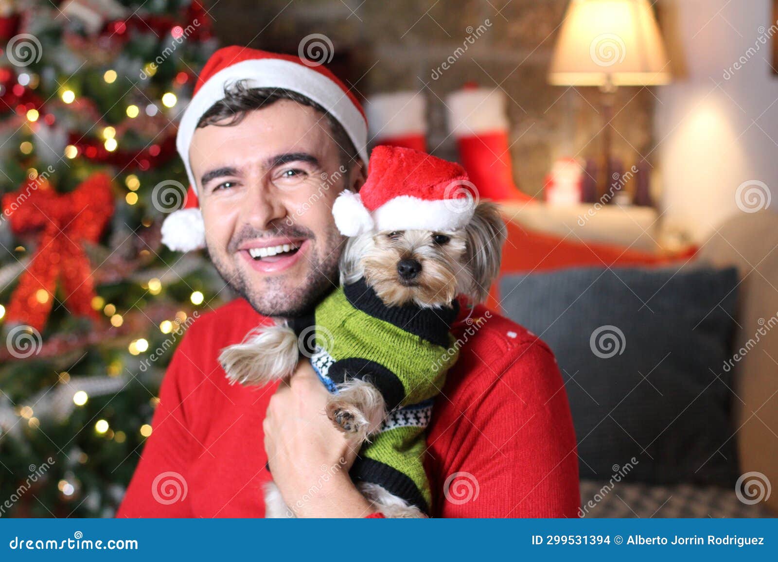 A Man and His Best Friend during the Holidays Stock Photo - Image of ...