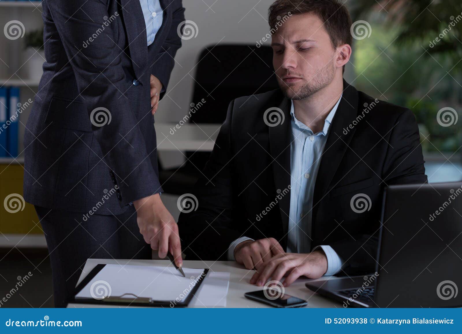 Man and his boss at work stock photo. Image of mistake - 52093938
