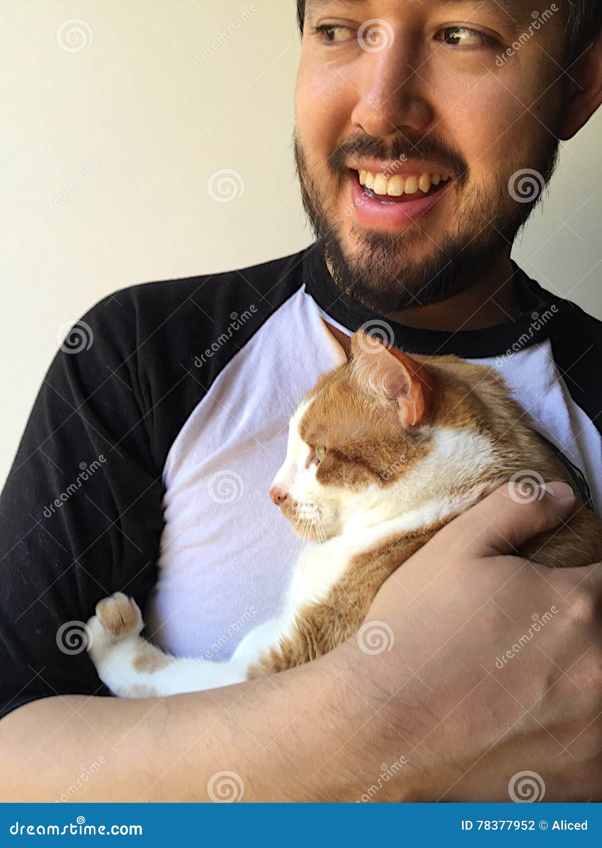 Man with his cat stock photo. Image of relaxed, ginger - 78377952