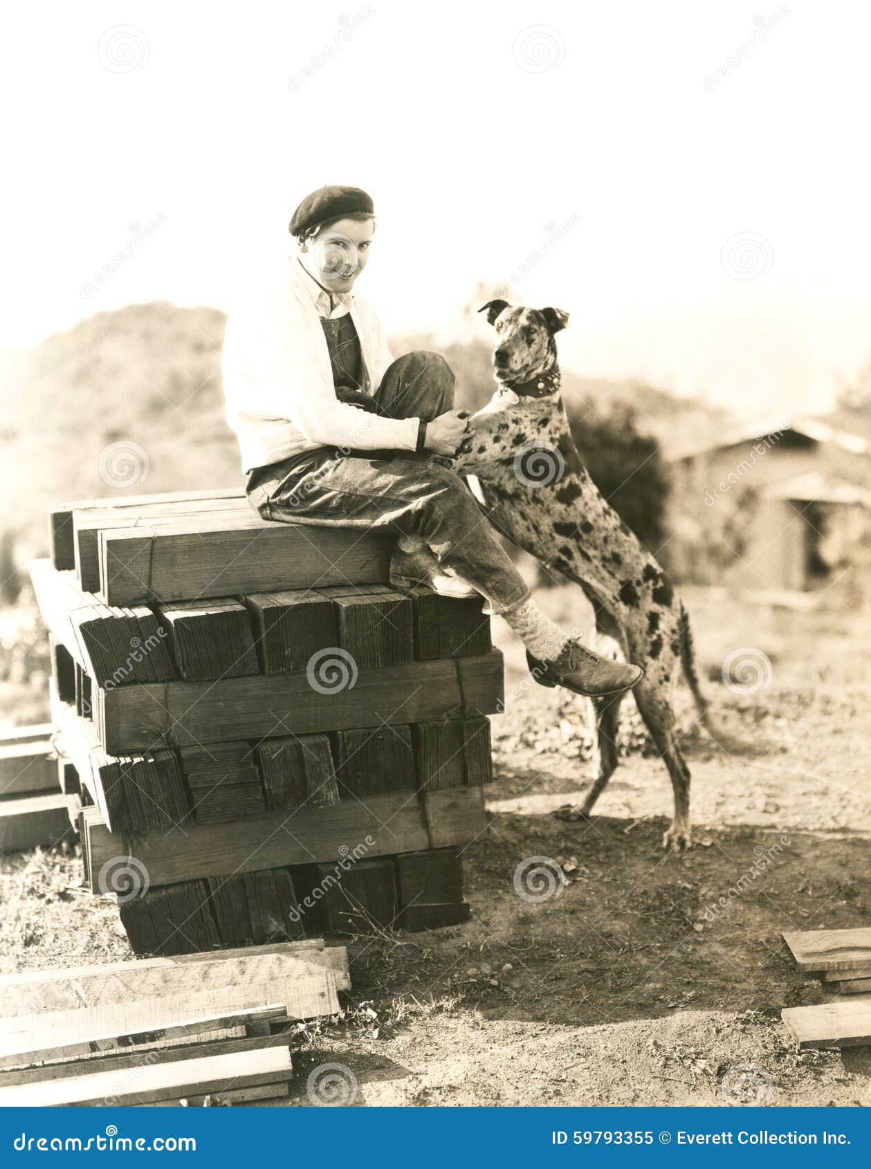 A Man and His Dog Take a Break Stock Image - Image of adult, leisure ...