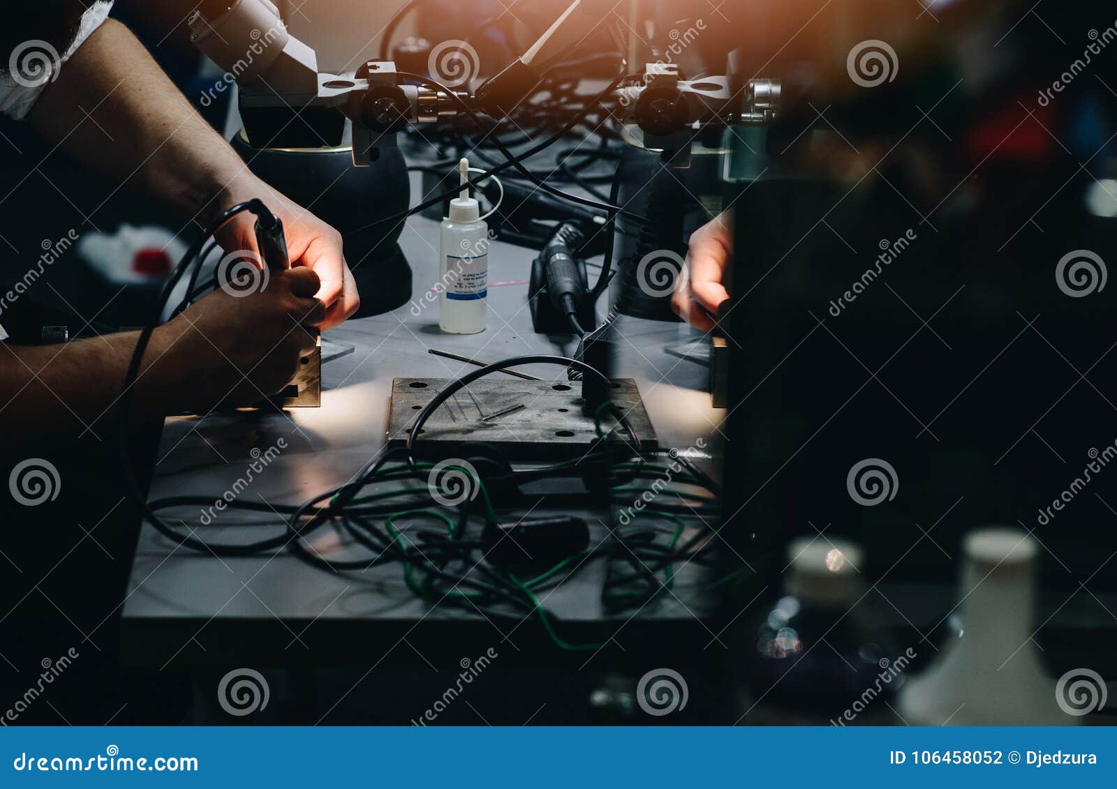 Man in His Electrical Workshop Stock Photo - Image of manual ...