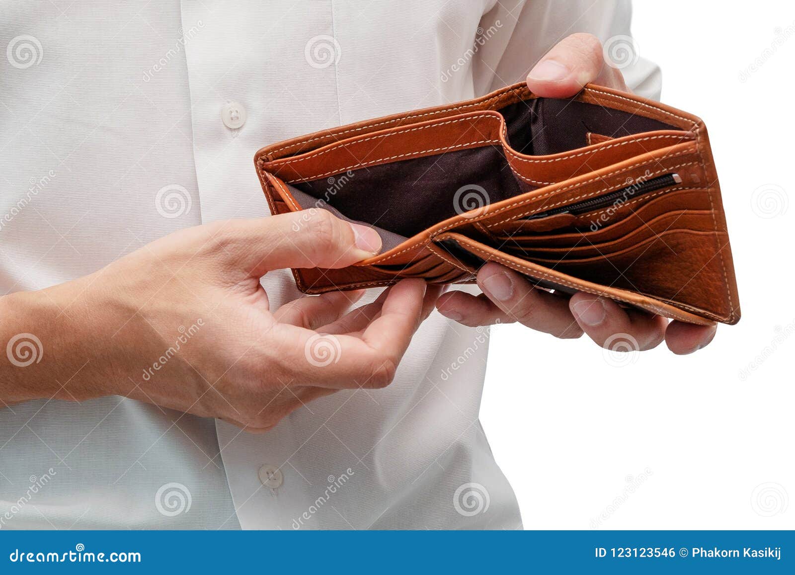Man with His Empty Wallet on Isolated White Background Stock Photo ...
