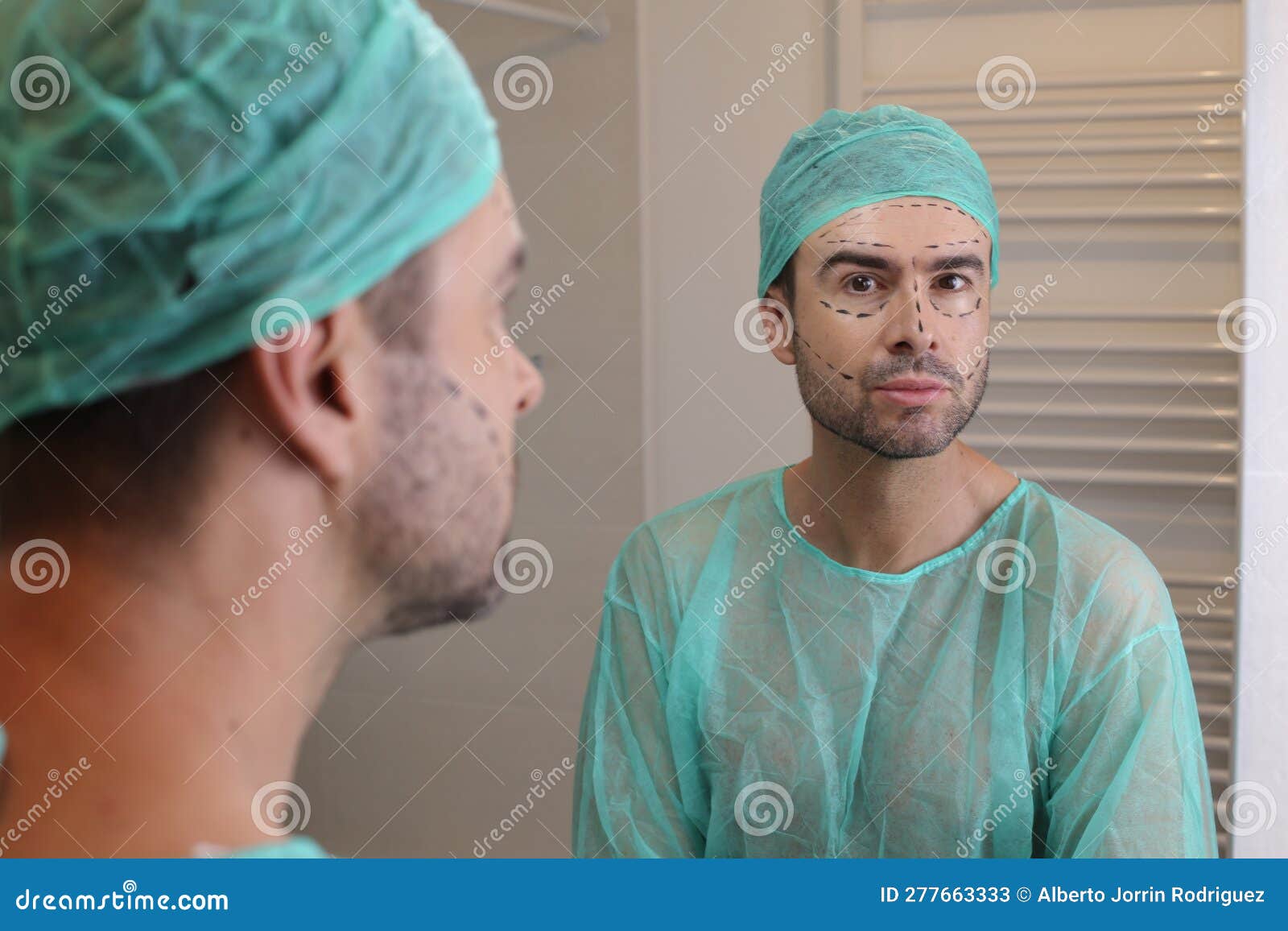 Man with His Face All Marked and Ready for Plastic Surgery Stock Image ...