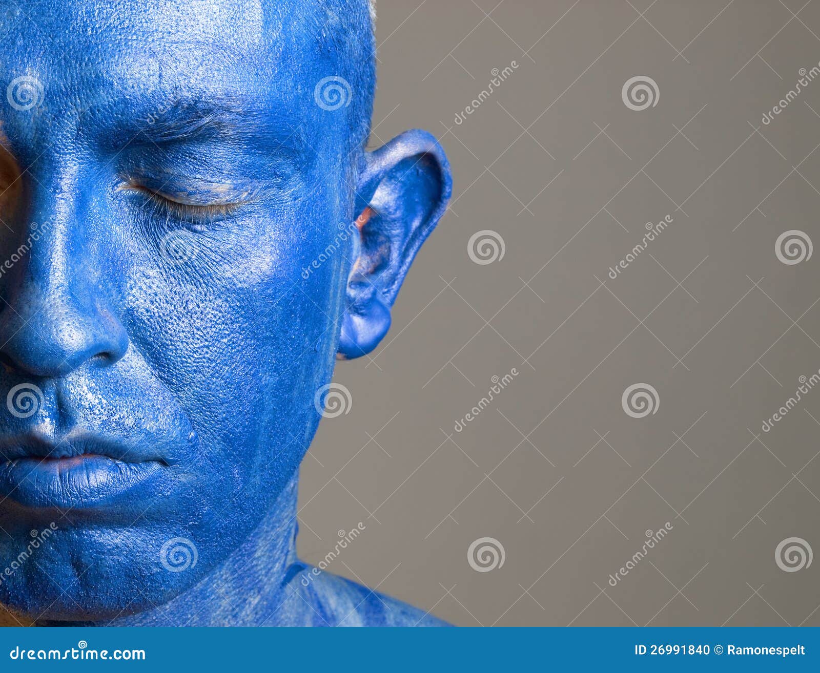 Man and His Face Painted with Color Blue (3) Stock Photo - Image of ...