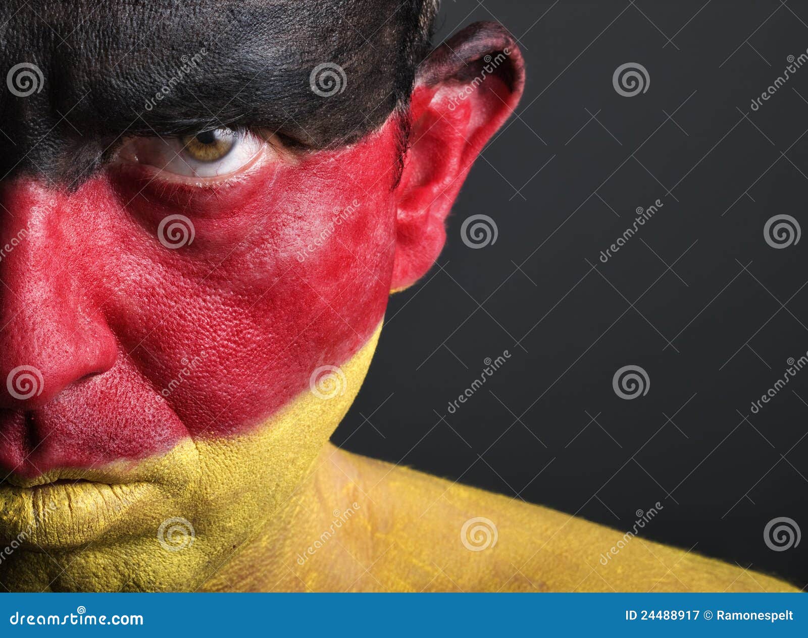 Man with His Face Painted with the Flag of Germany Stock Image - Image ...