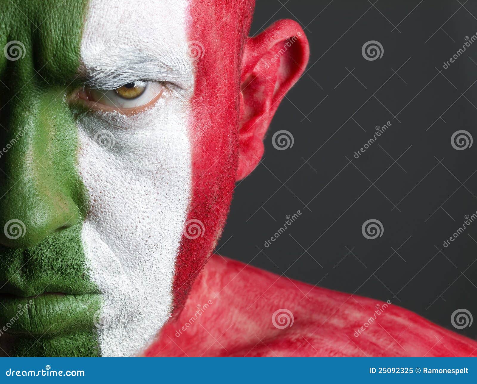 Man and His Face Painted with the Flag of Italy Stock Image - Image of ...