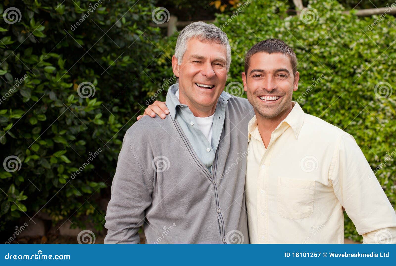 Man with His Father Looking at the Camera Stock Image - Image of ...