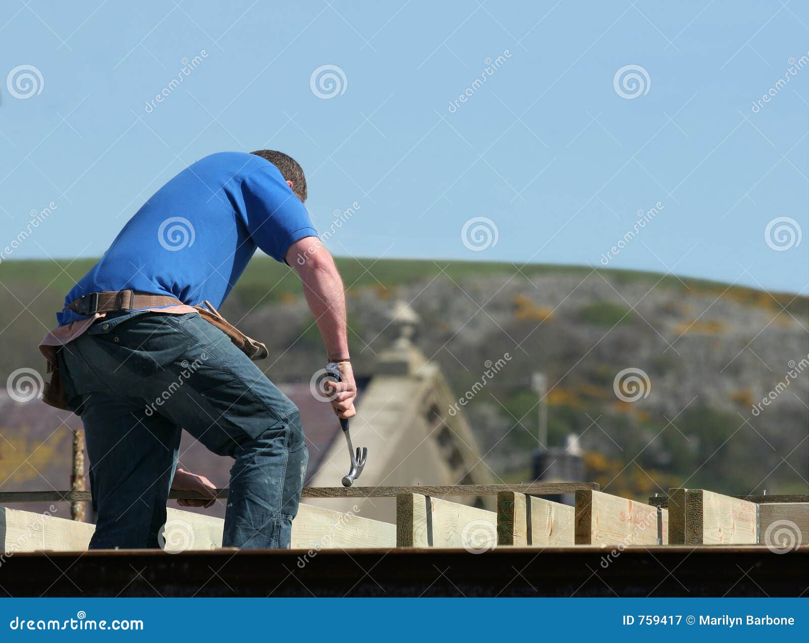 Man with His Hammer stock image. Image of male, sunny, craftsman - 759417