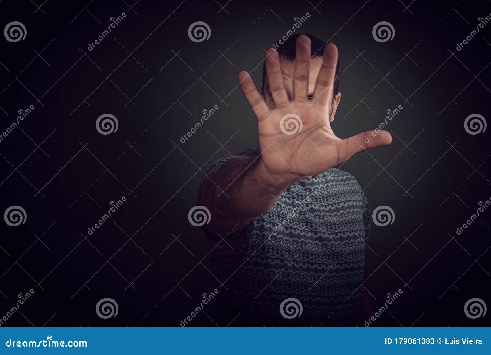 A Man with His Hand in Front of His Face Stock Image - Image of ...
