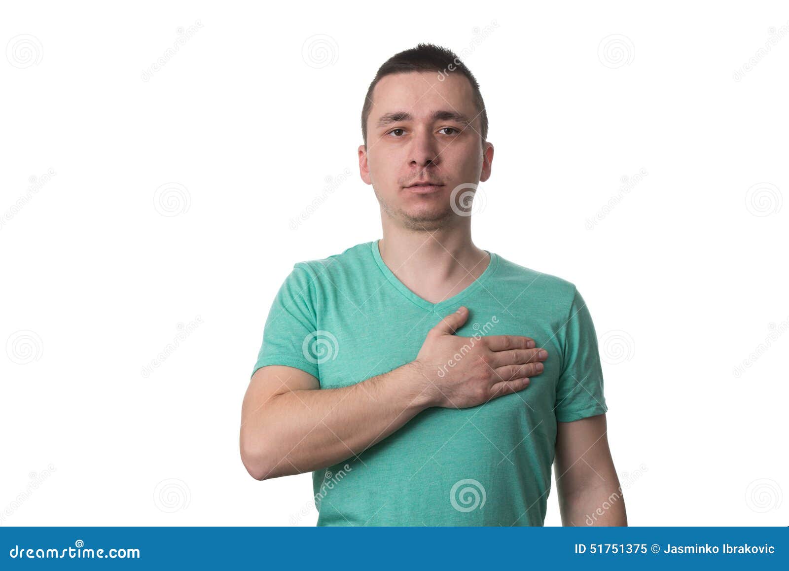 Man with His Hand on Heart Taking Oath Stock Image - Image of caucasian ...