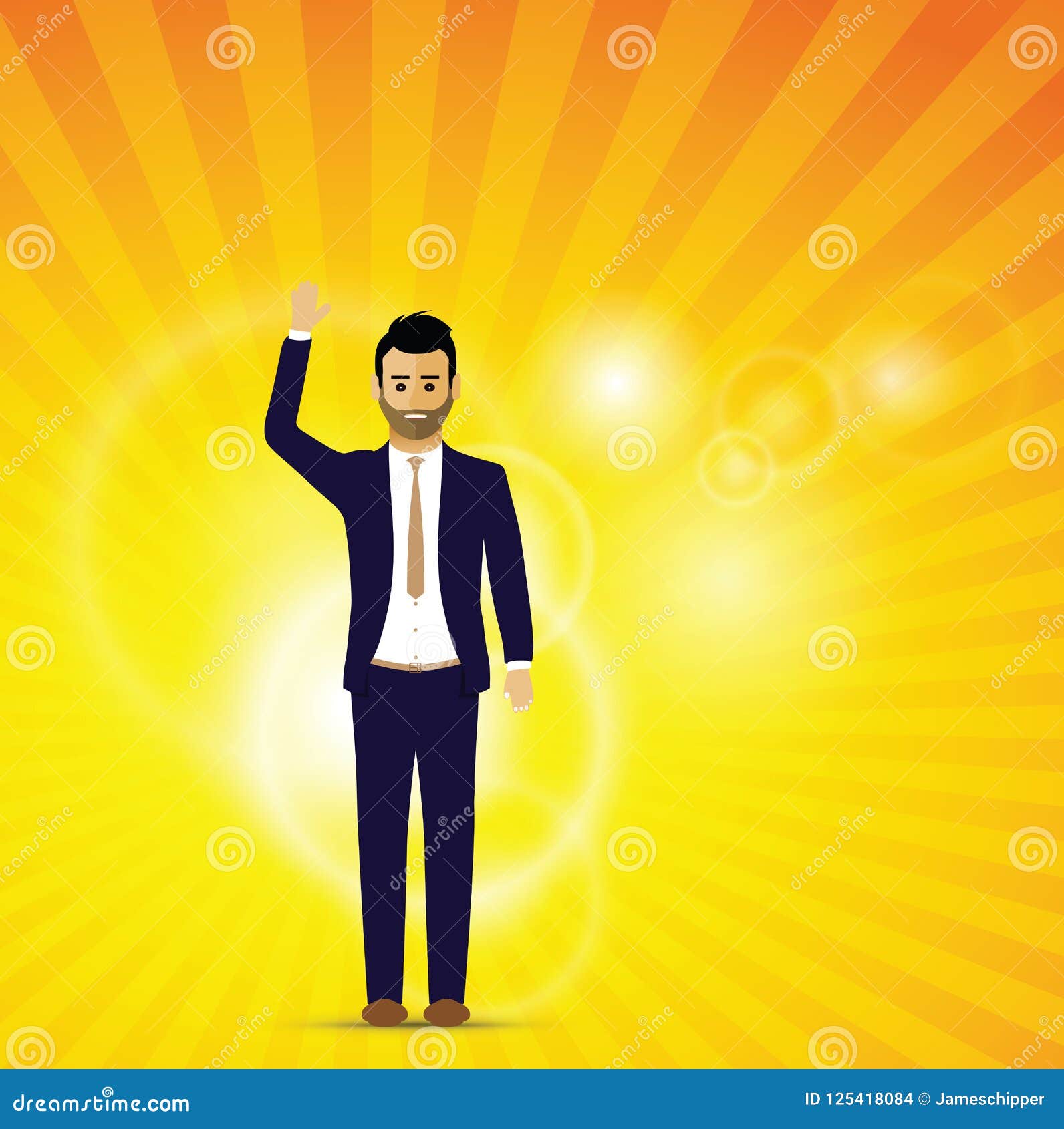 Man with his hand up stock vector. Illustration of executive - 125418084