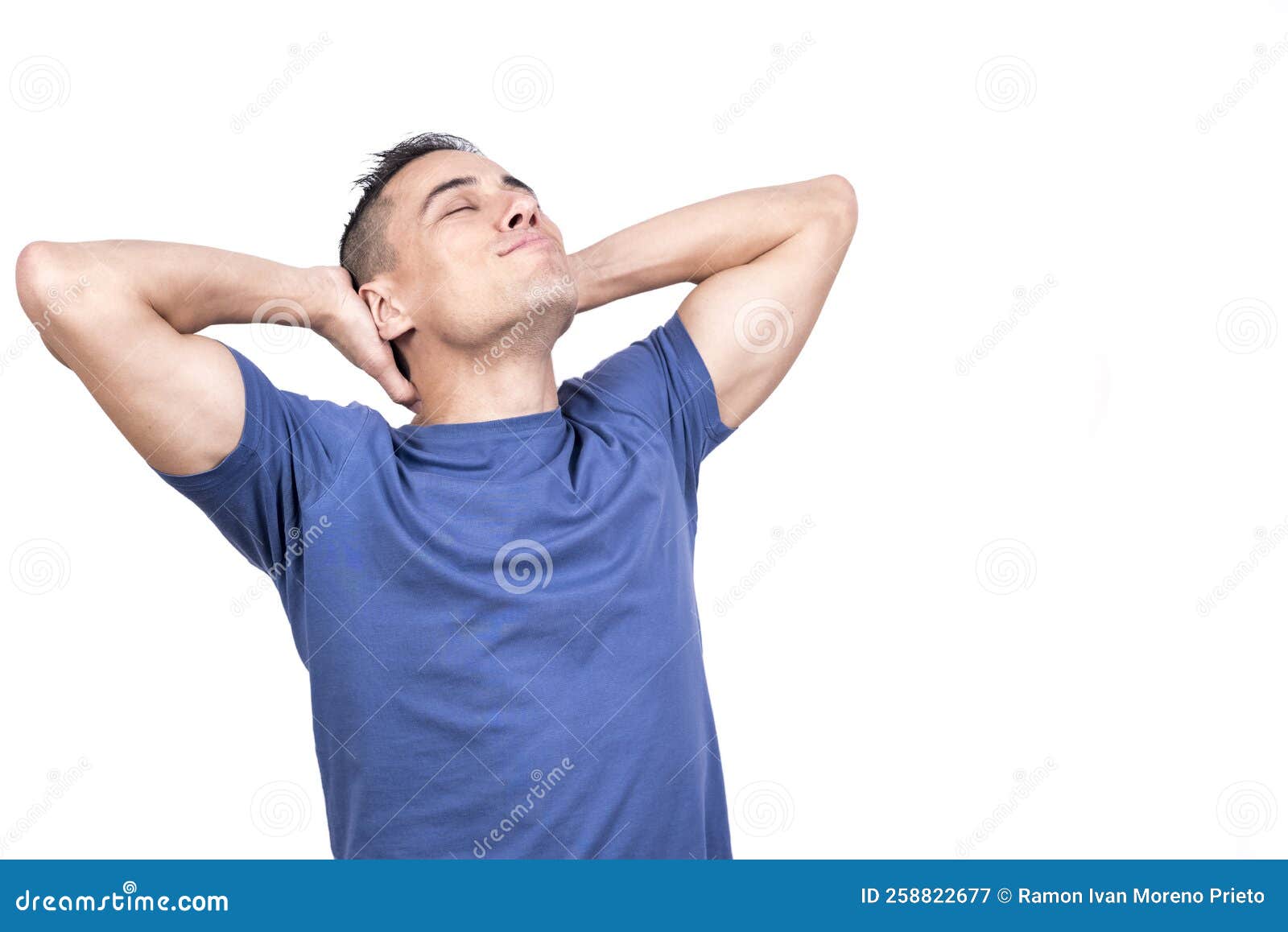 Man with His Hands on the Back of Neck Relaxing Stock Image - Image of ...